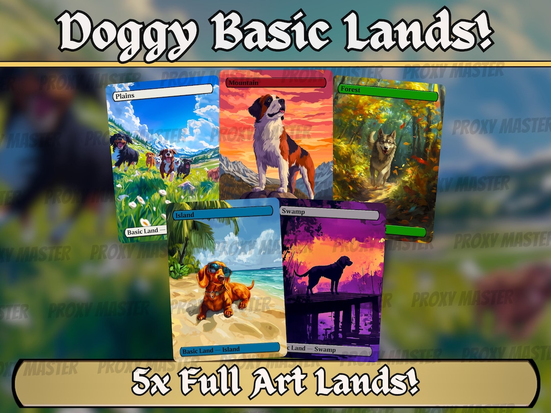 Doggy Basic Lands - Unique Full-art Cute Puppy Anime Custom Magic ...