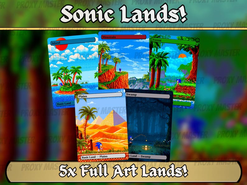 8-bit Sonic Basic Lands: Custom Full-art Magic Proxies - Etsy