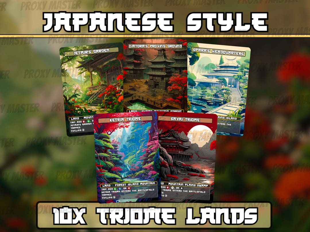 Triome Lands - Japanese Style Triome Lands Set of 10 - Unique Full-art ...