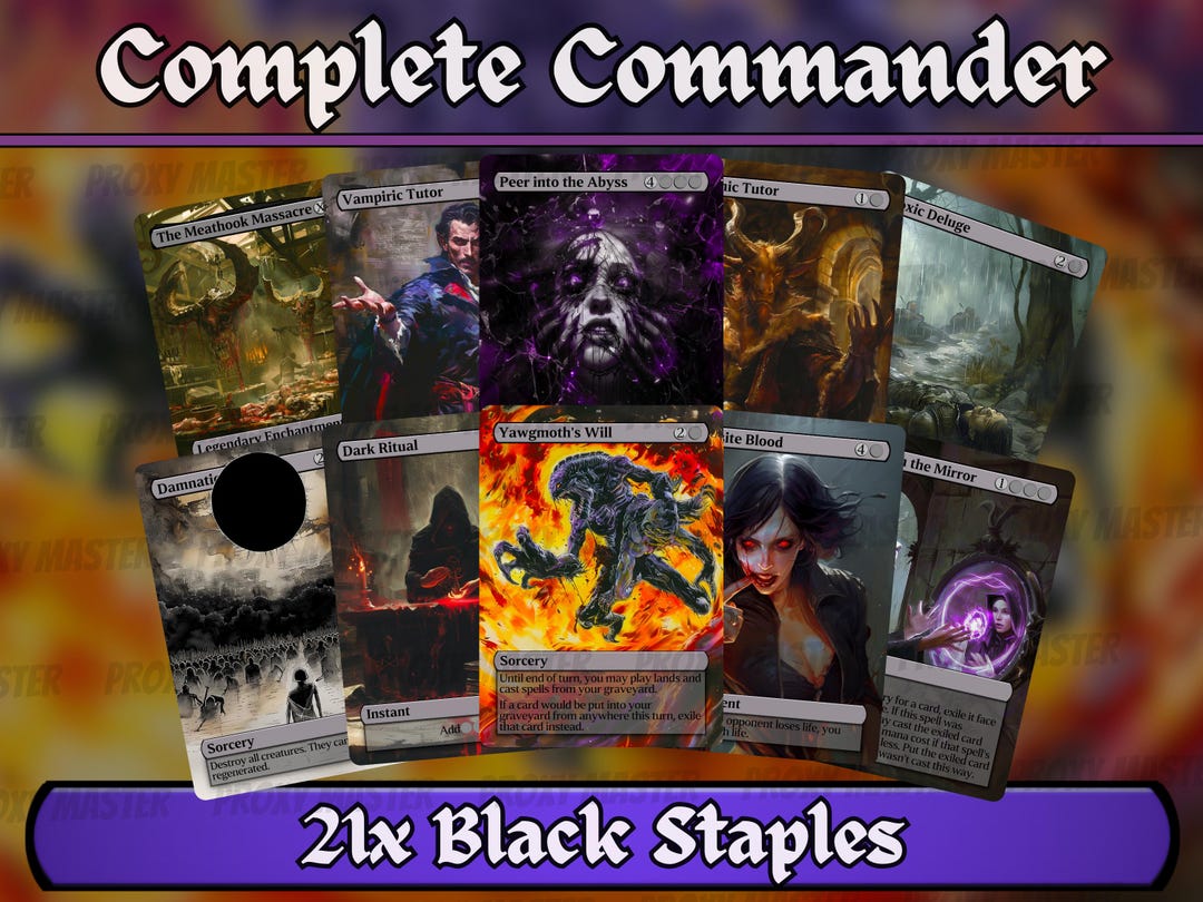 Black Commander Staples Complete Bundle - Set of 20 + 1 Black Cards ...