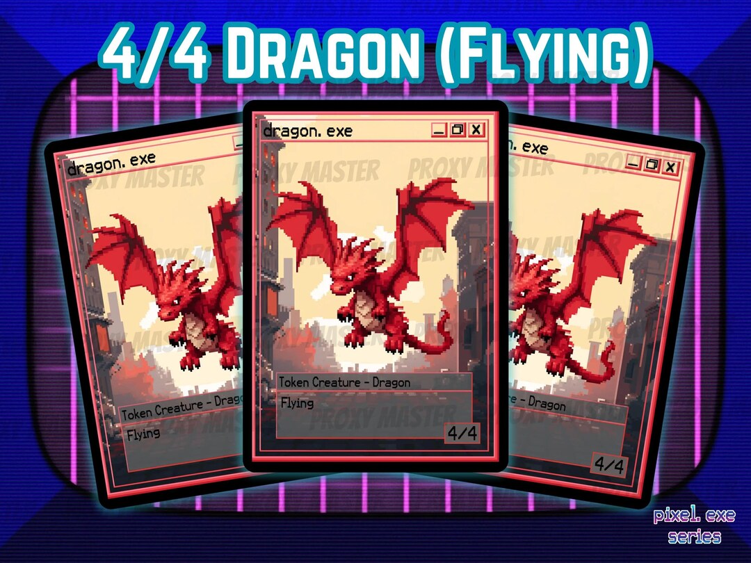 8bit Pixel Art Dragon Token 4/4 (flying) - Magic - Etsy Canada