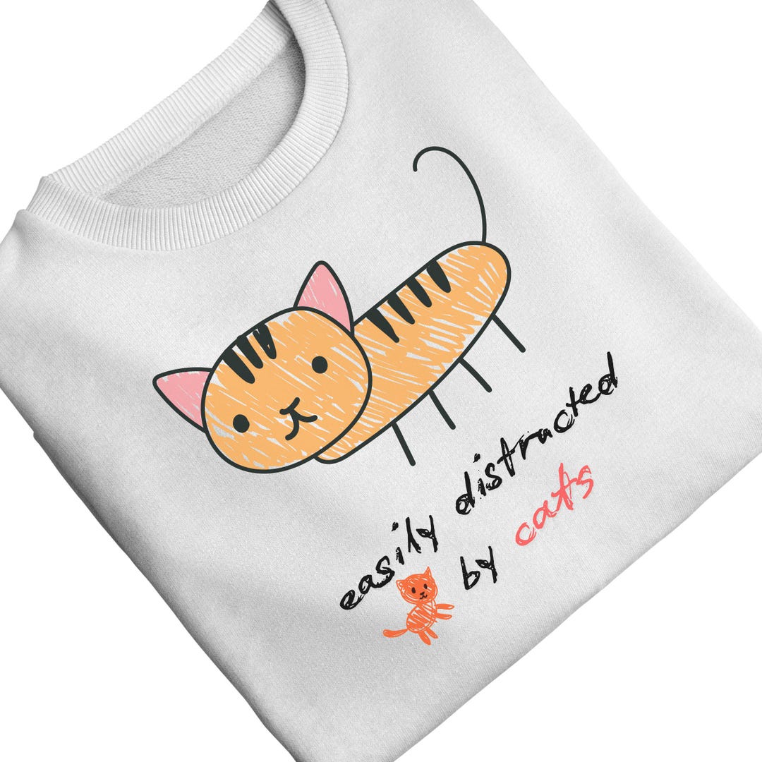Easily Distracted by Cats SVG PNG | Hand-drawn Cat Digital Design - Etsy