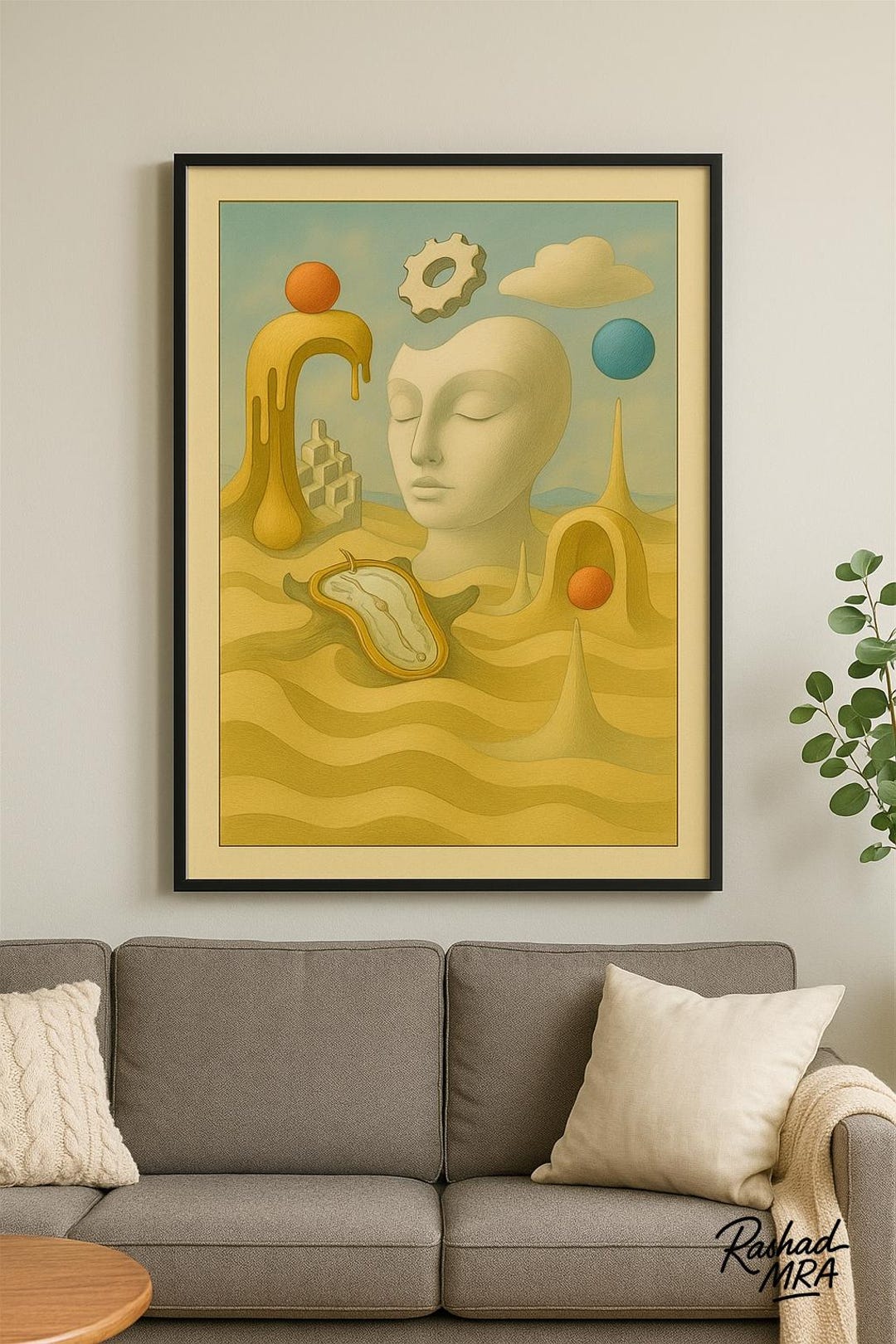 Surrealist Face Art Print: Melting Clock Dreamscape (digital Download ...