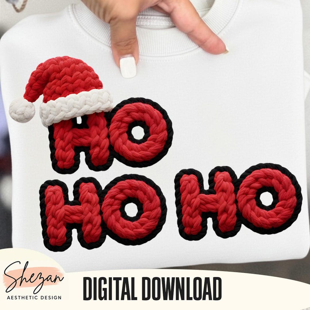 Ho Ho Ho Png, Faux Embroidery Png, Latch Hook Yarn Png, Faux Embroidery ...