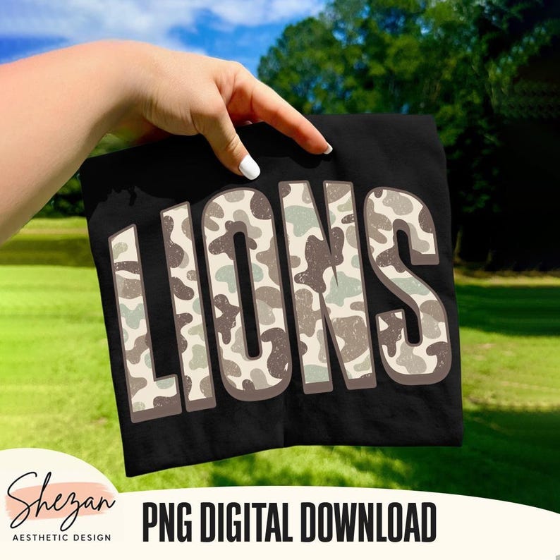 Camo Lions PNG, Camouflage Lion Head Design, Wild Animal PNG, Hunting ...