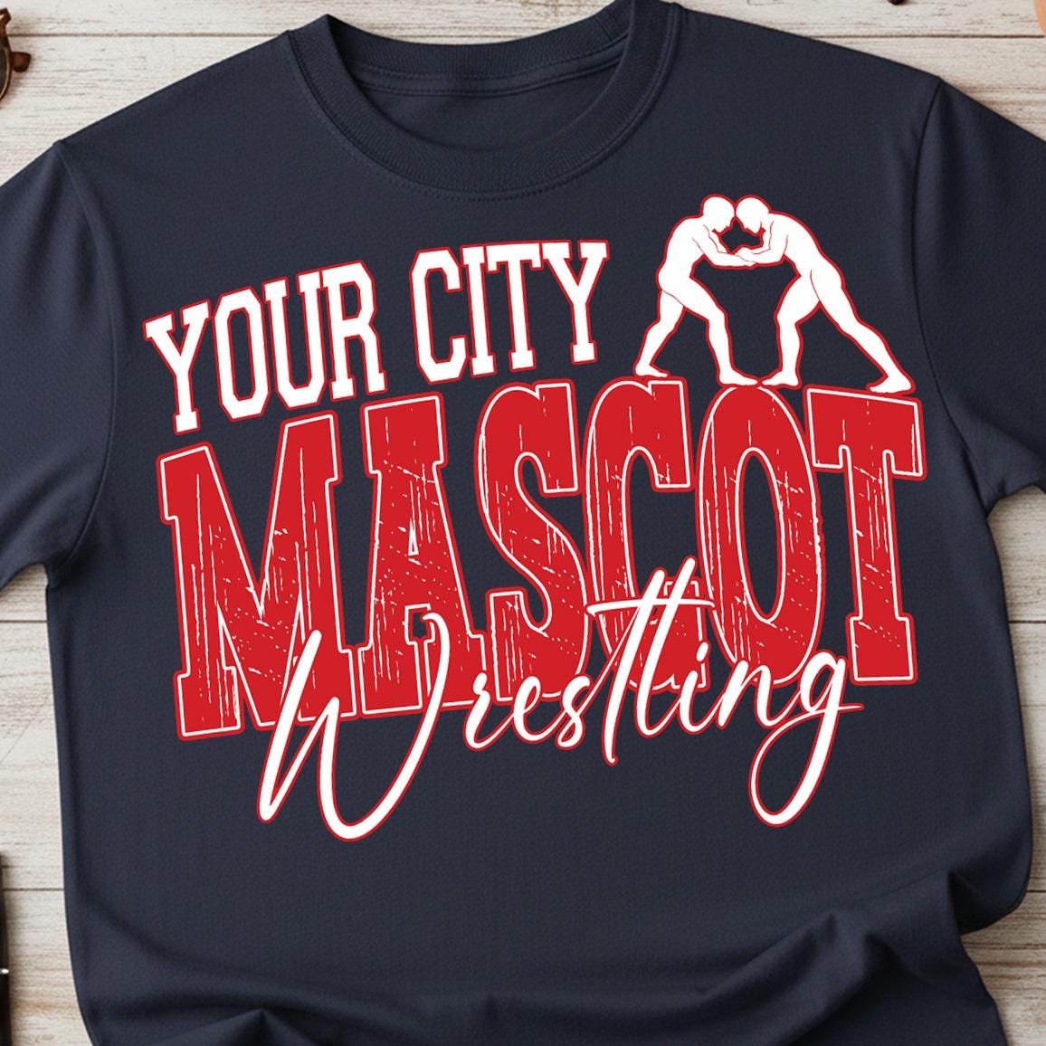 Custom Wrestling Team Shirt, Distressed Sports Design for Wrestlers ...
