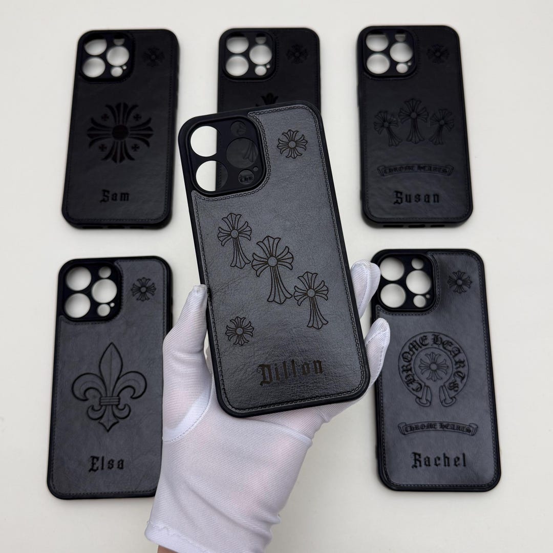 Custom Name Triple Cross Leather Phone Case iPhone 17 Air 16 15 14 13 ...