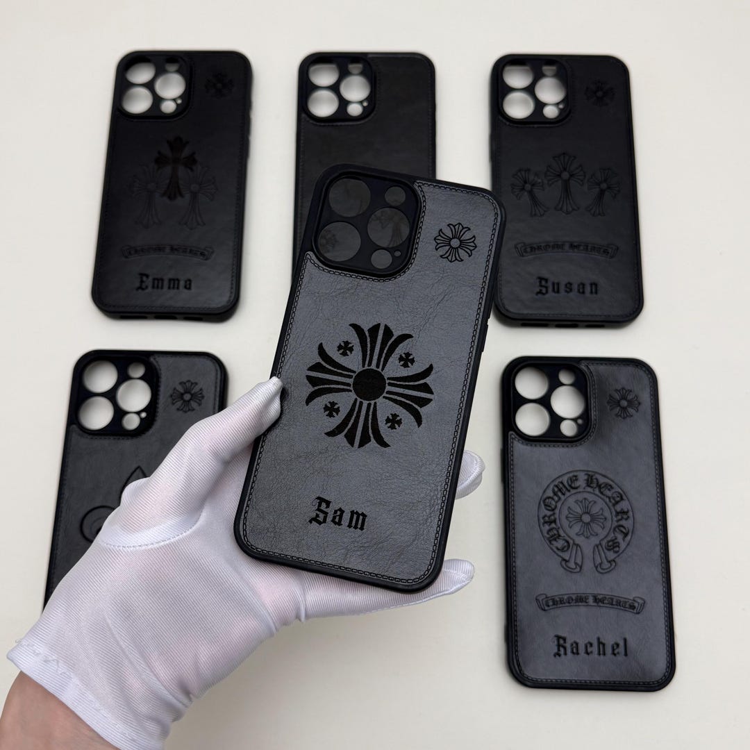 Maltese Cross Leather Custom Name Phone Case iPhone 17 Air 16 15 14 13 ...