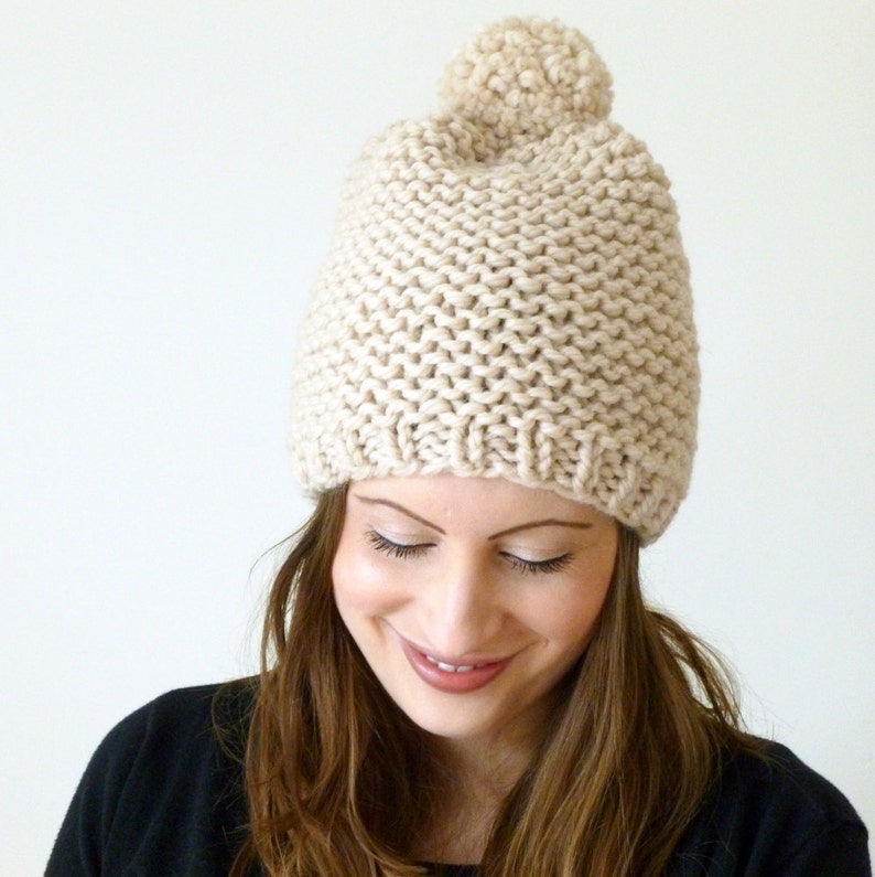 Knitting Pattern Pom Pom Bobble Hat Instant PDF Download - Etsy