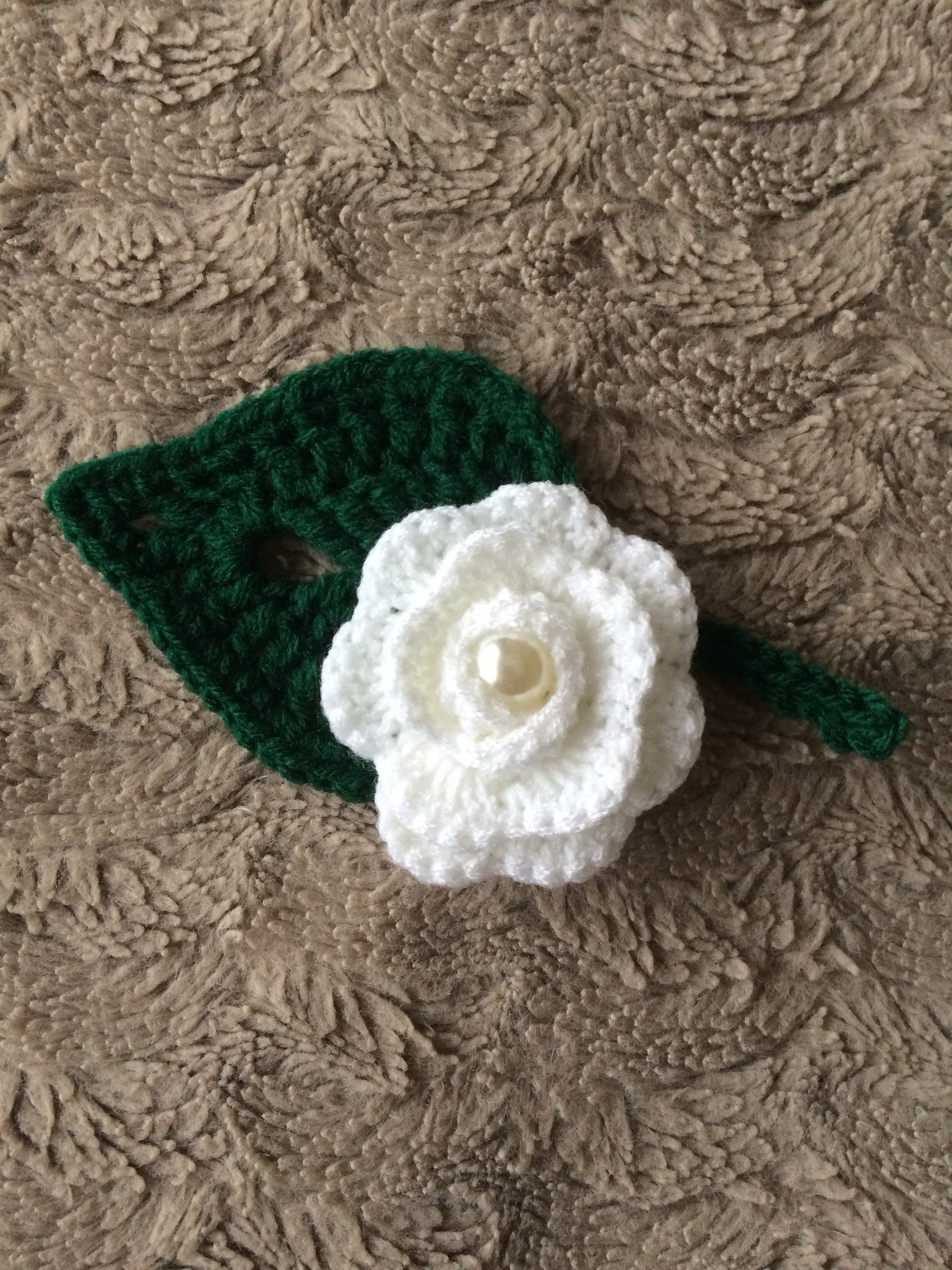 Crochet Flowers.crochet White Rose.crochet Embellished Flower.crochet ...
