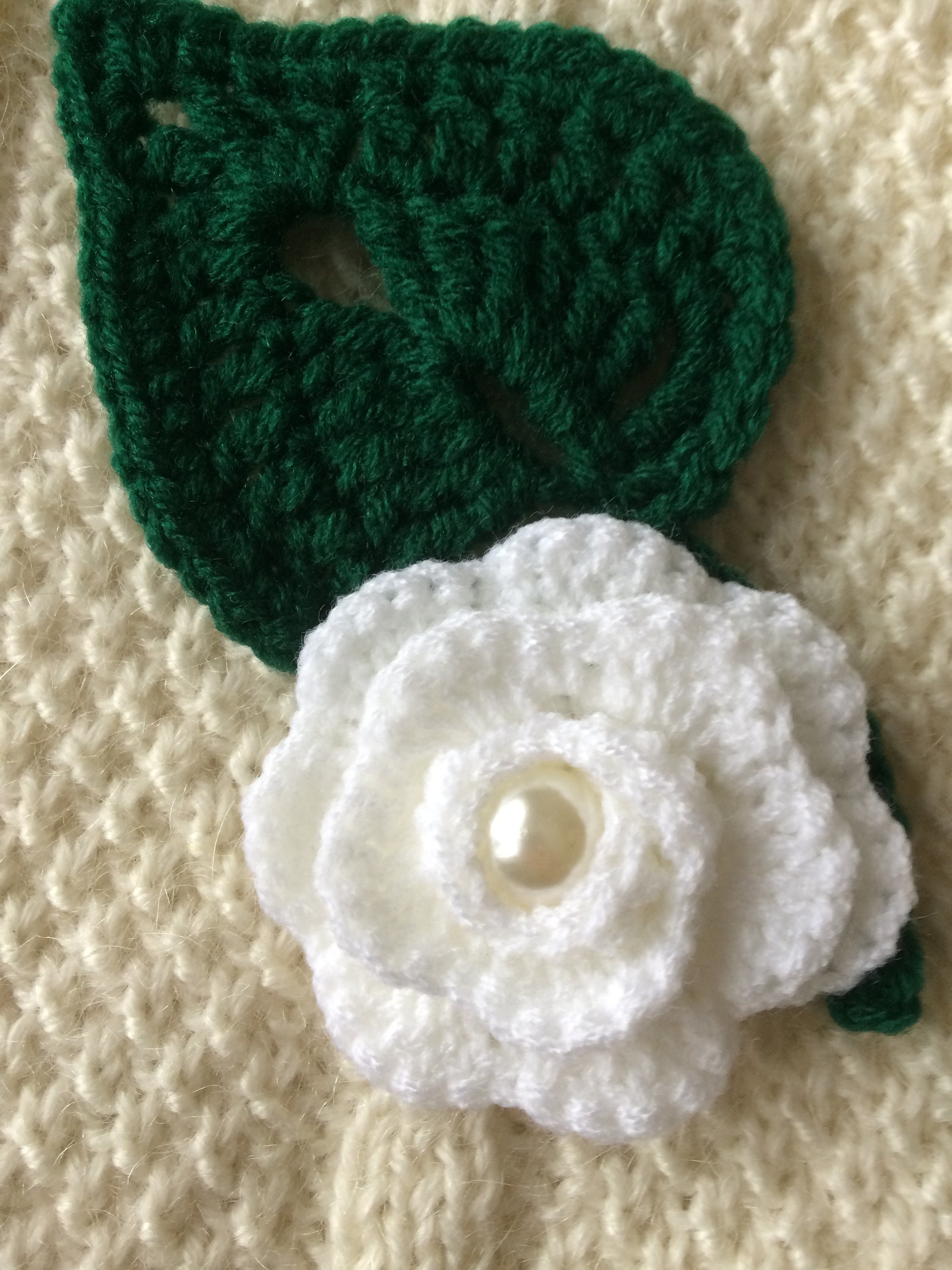 Crochet Flowers.crochet White Rose.crochet Embellished Flower.crochet ...