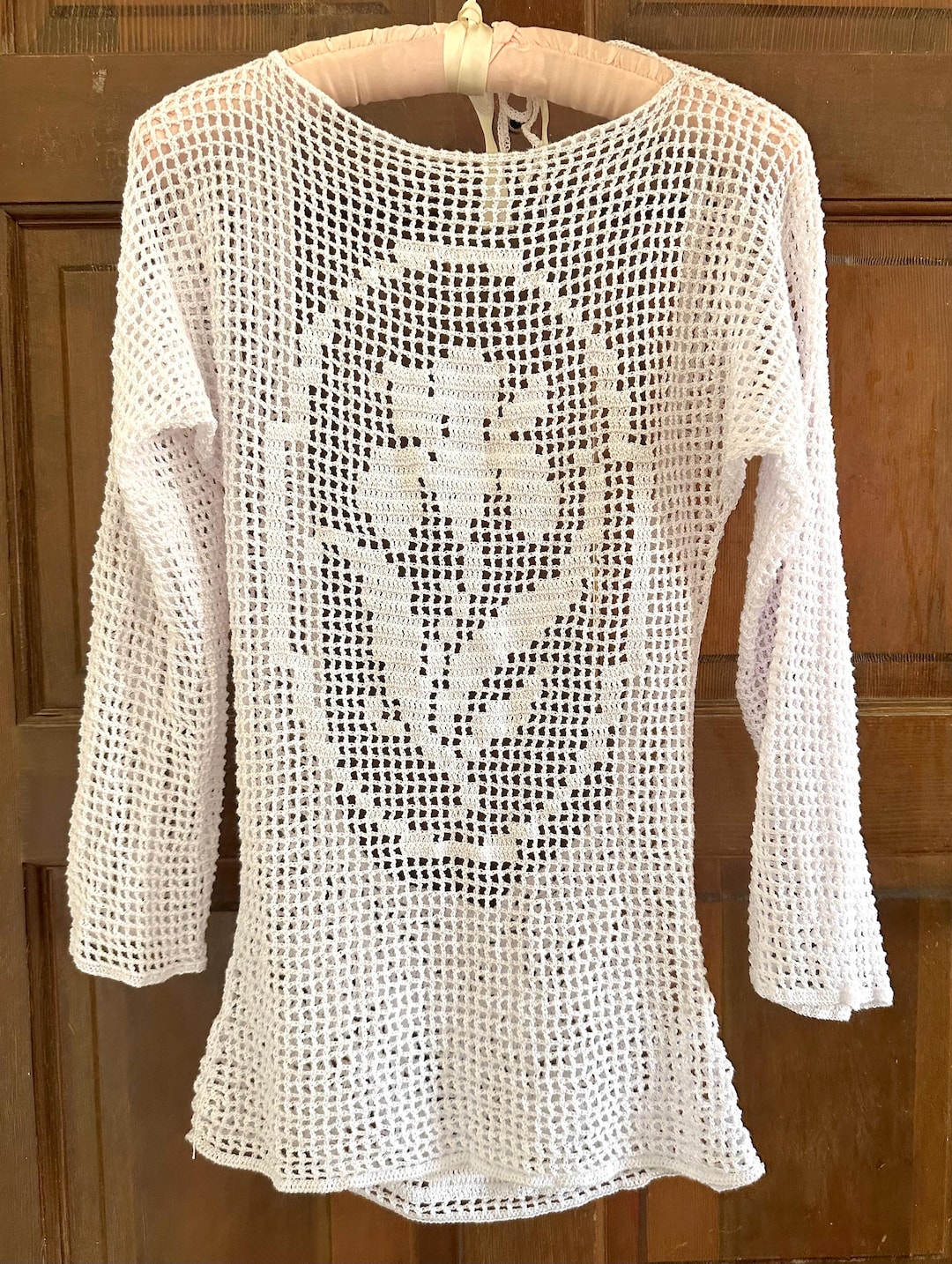 Filet Crochet Long Sleeve Top Pattern: Floral Iris Lace Sweater (PDF ...