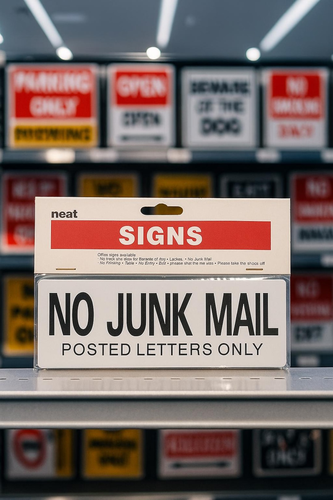 No Junk Mail Sign 20cm Wide 6cm High for Letter Box Heads & Home Door ...