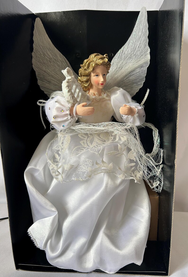 Fiber Optic Angel Tree Topper Optic Glow by Puleo 12” Vintage Beautiful ...