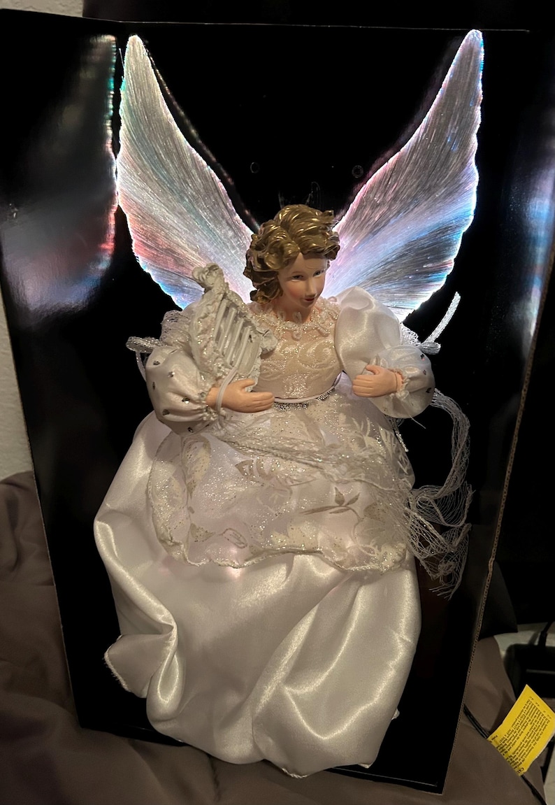Fiber Optic Angel Tree Topper Optic Glow by Puleo 12” Vintage Beautiful ...