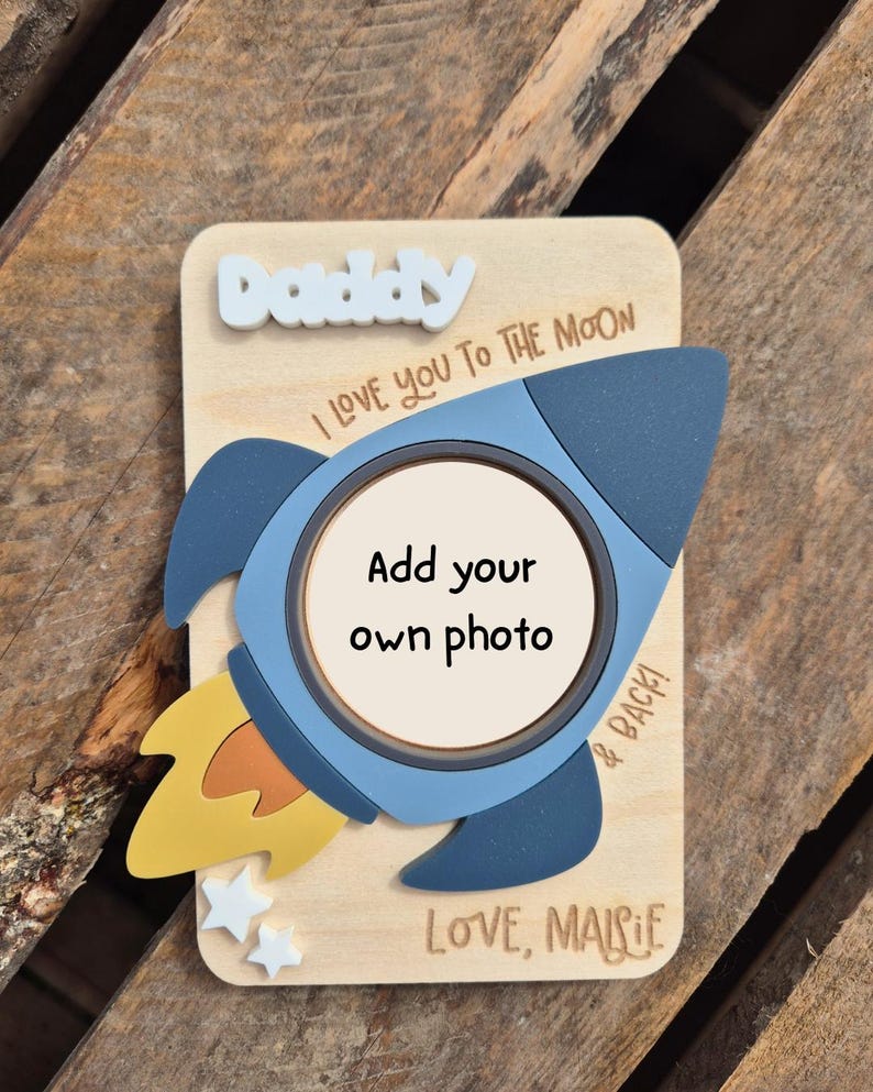 Space Rocket 'I Love You to the Moon' Photo Magnet - Personalised ...