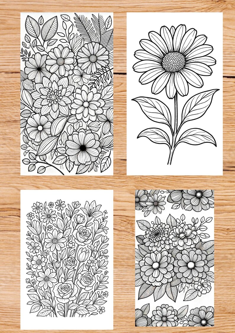 10 Plant Colouring Pages - Adult and Kids Colouring Book, Nature ...