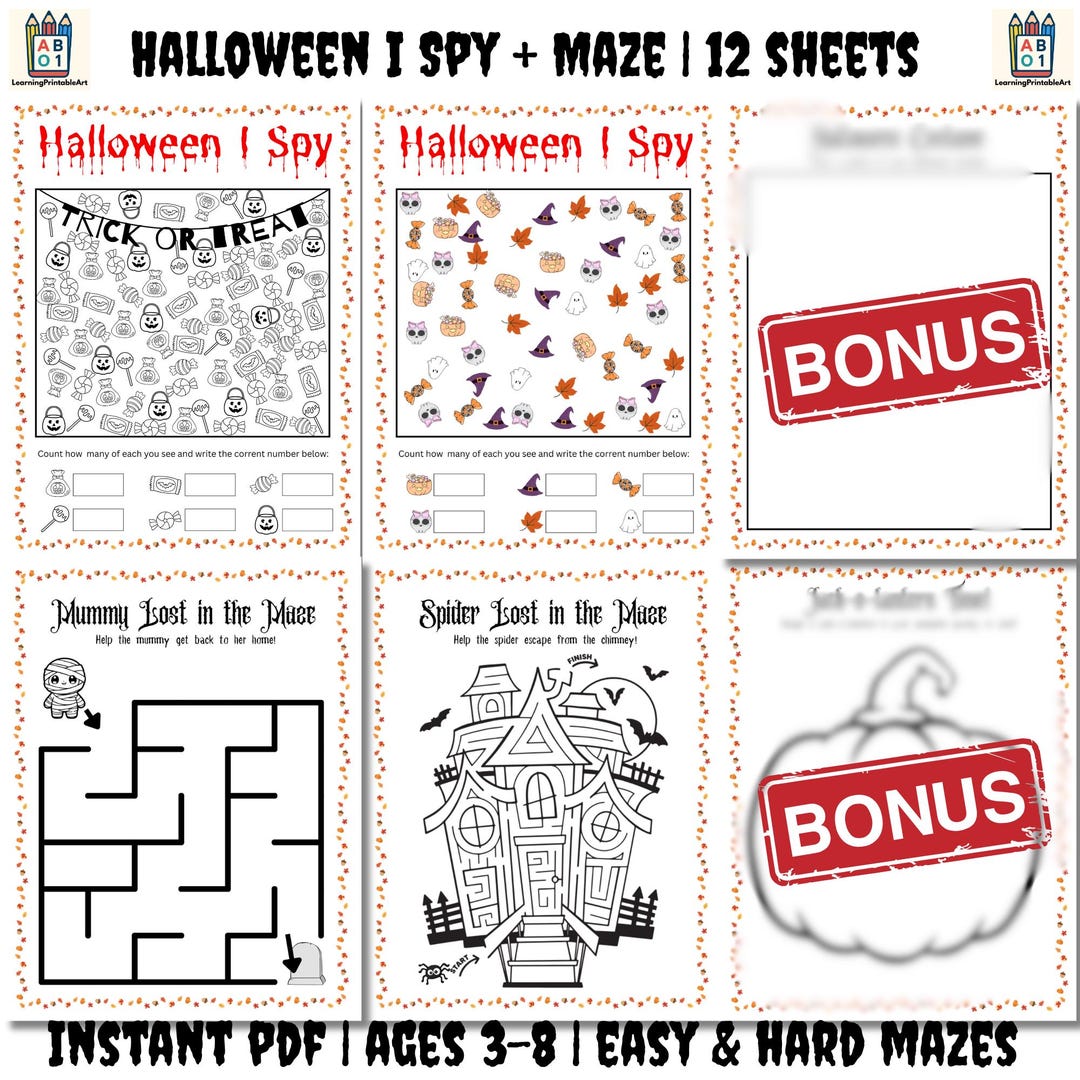 Halloween I Spy Maze Bundle: Printable Games (PDF) - Etsy