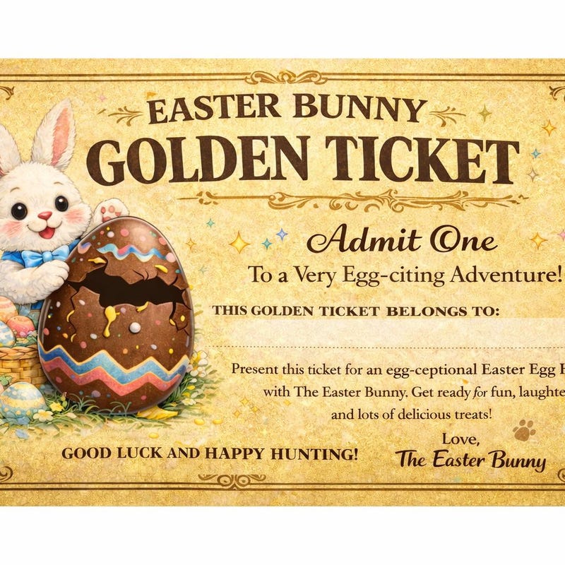 Golden Ticket for Easter Egg - Etsy