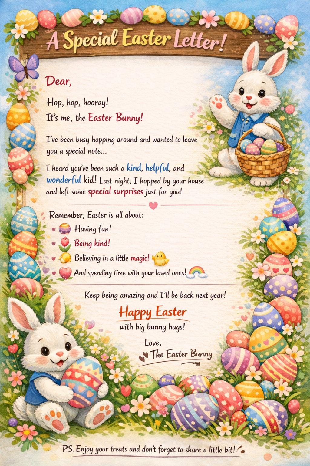 Editable Easter Bunny Letter to Your Child - Etsy