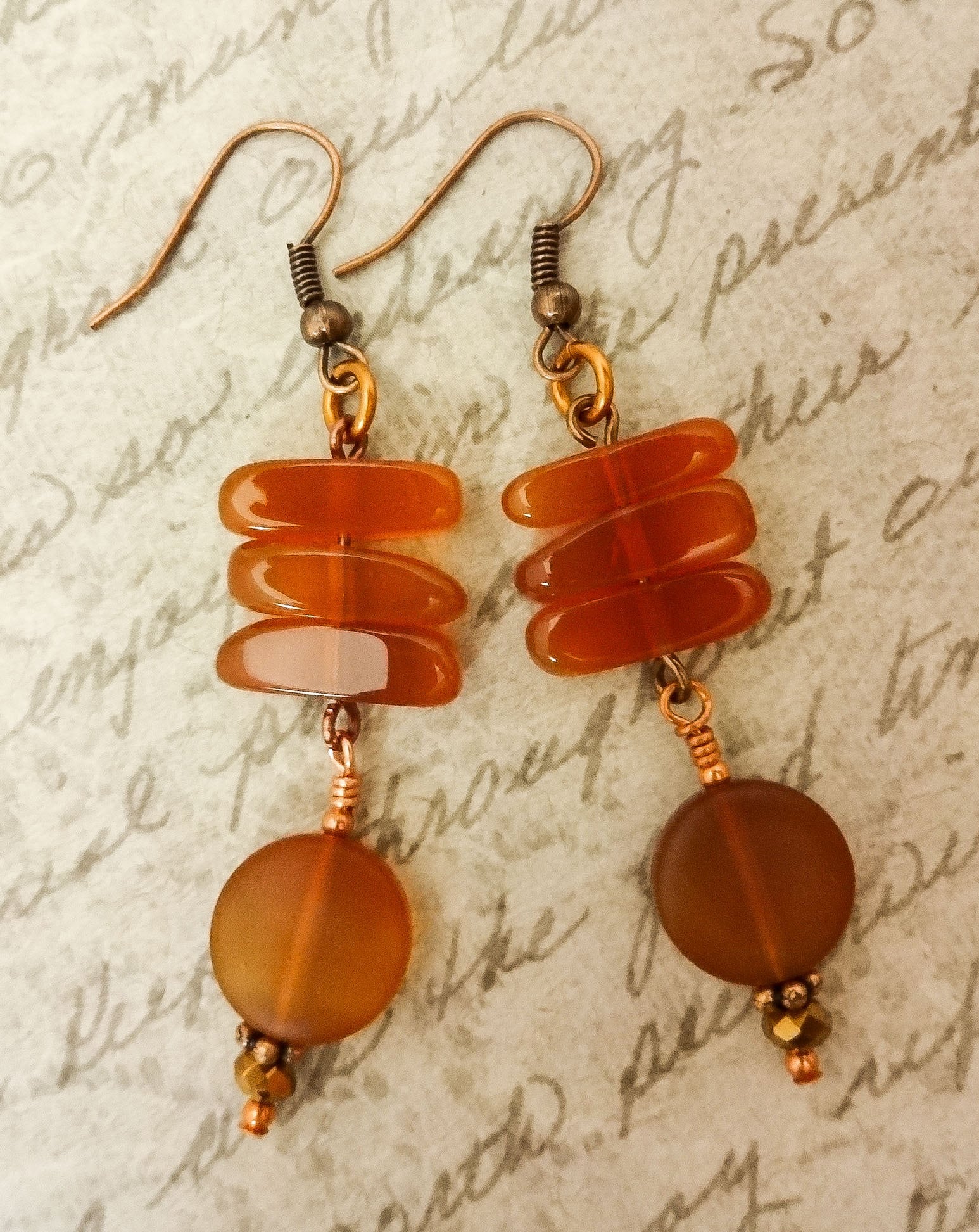 Carnelian Earrings, Carnelian and Copper Earrings, Carnelian Jewelry