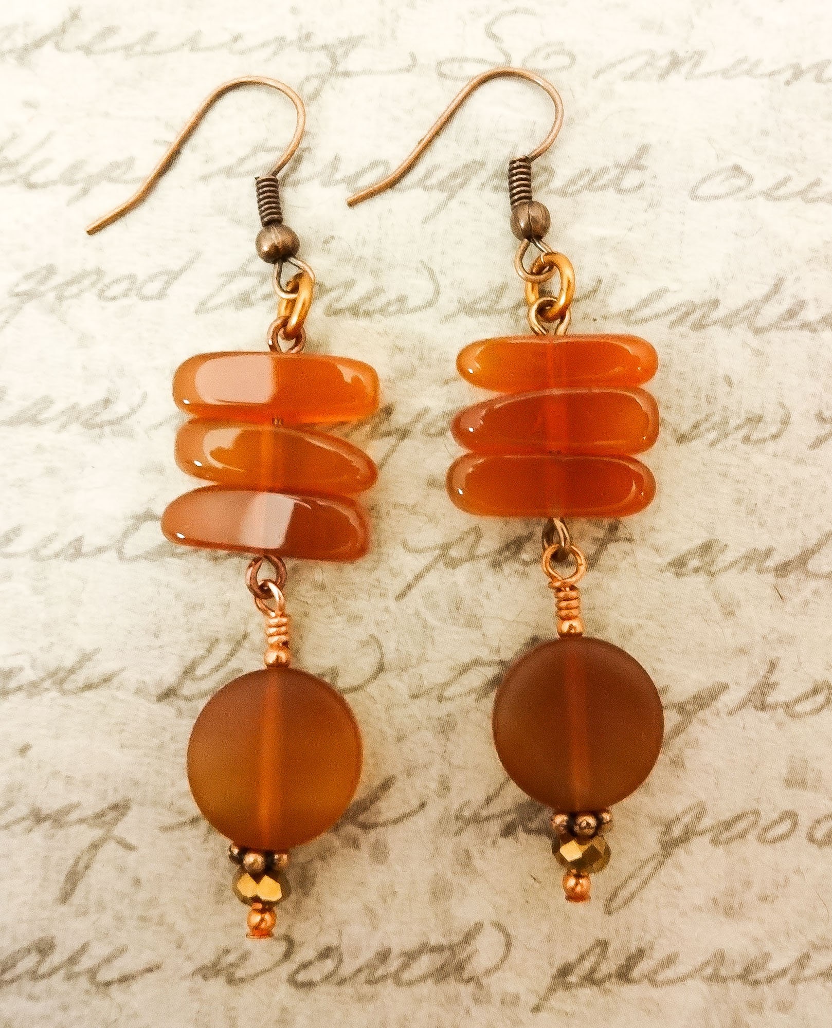 Carnelian Earrings, Carnelian and Copper Earrings, Carnelian Jewelry ...
