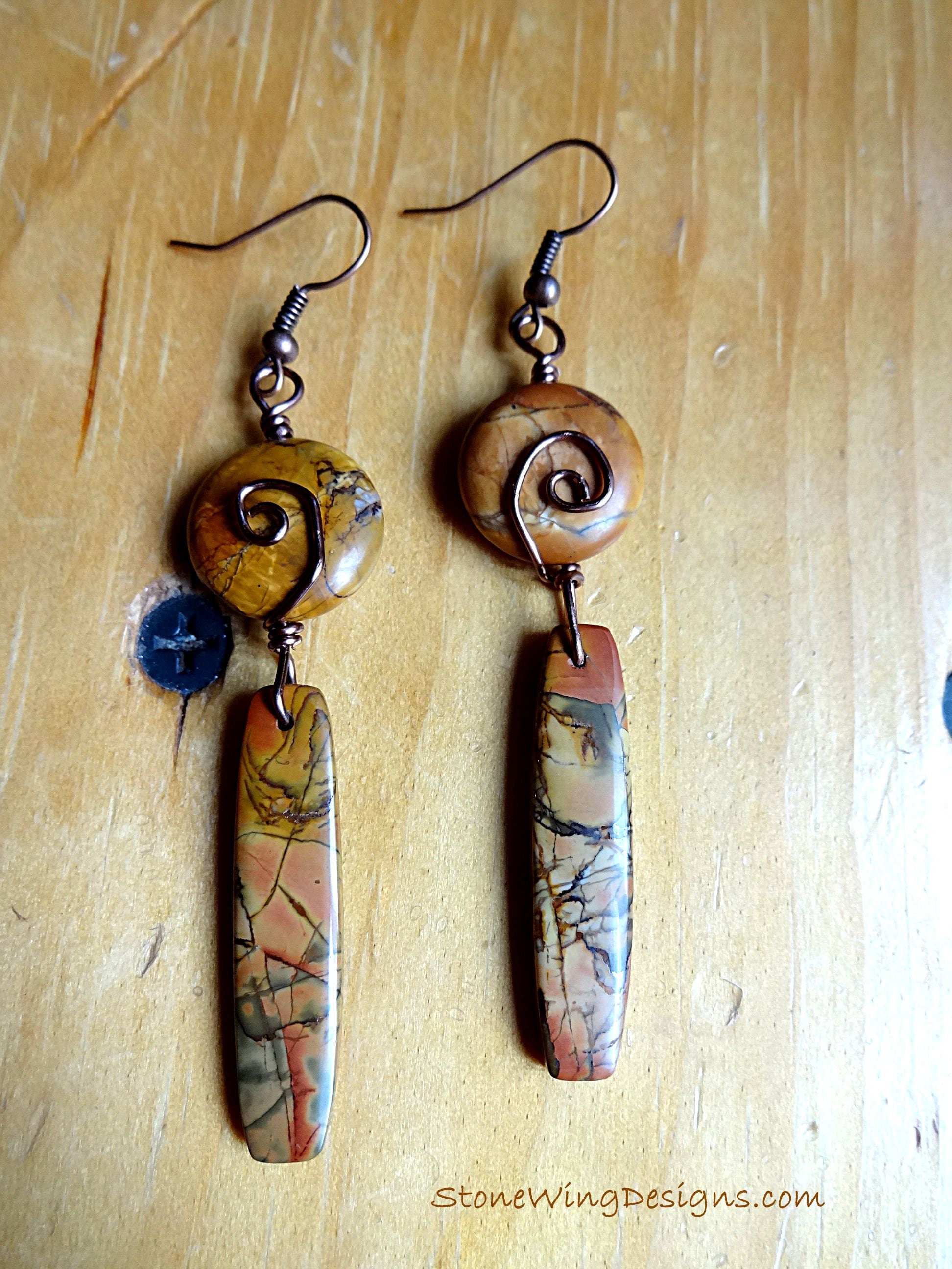 Rustic Boho Red Creek Jasper Earrings