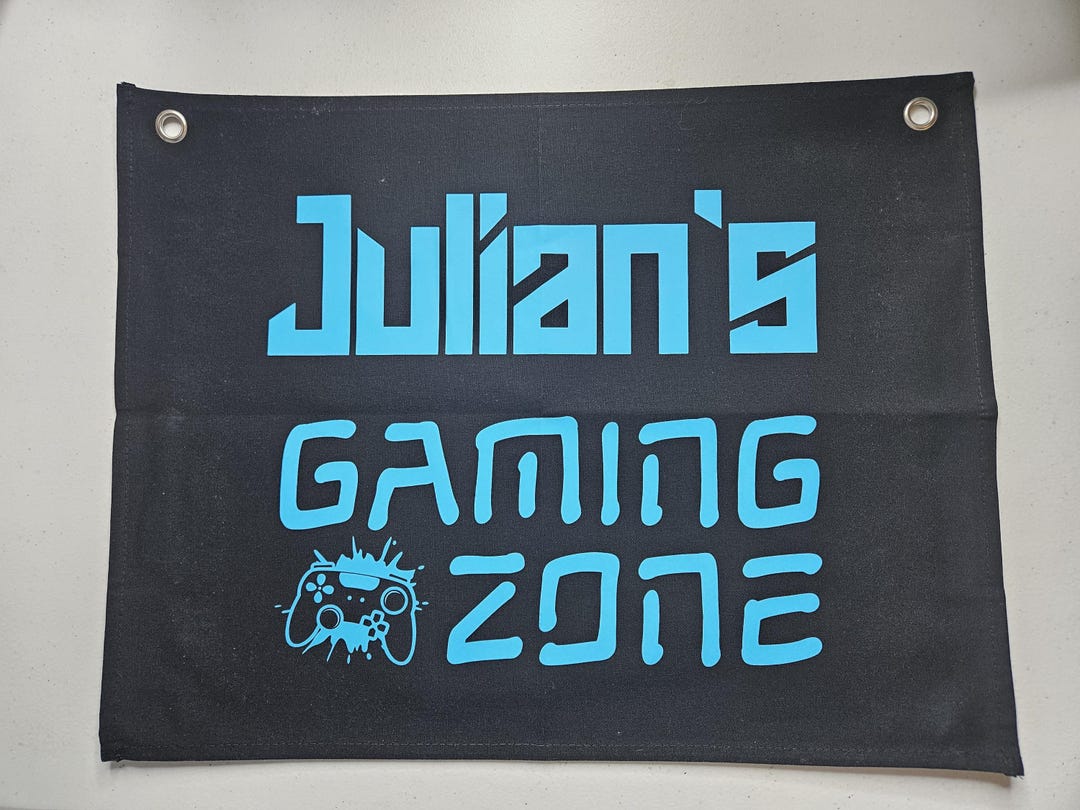 Personalized Gaming Zone Banner - 17"w X 13"h - Pick Your Color Font ...