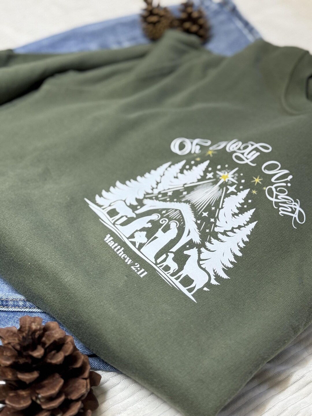 Oh Holy Night Christmas Sweater | Christian Holiday Sweatshirt | Faith ...