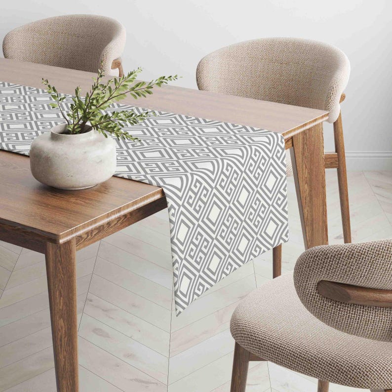 Scandinavian Table Runner, Geometric Sun Face Pattern (black Gray ...