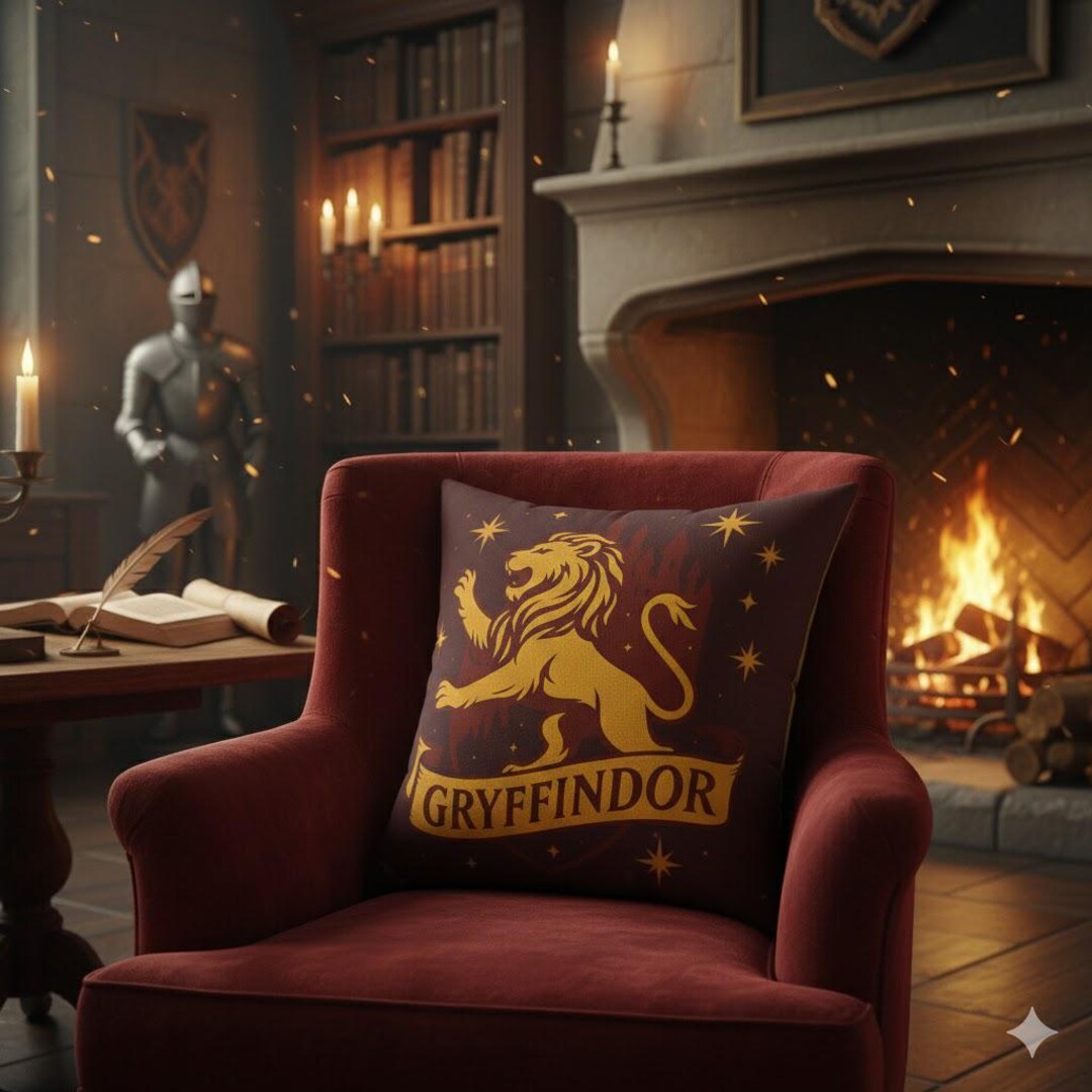 Gryffindor Lion Pillow | Hogwarts House Decor | Harry Potter Inspired ...