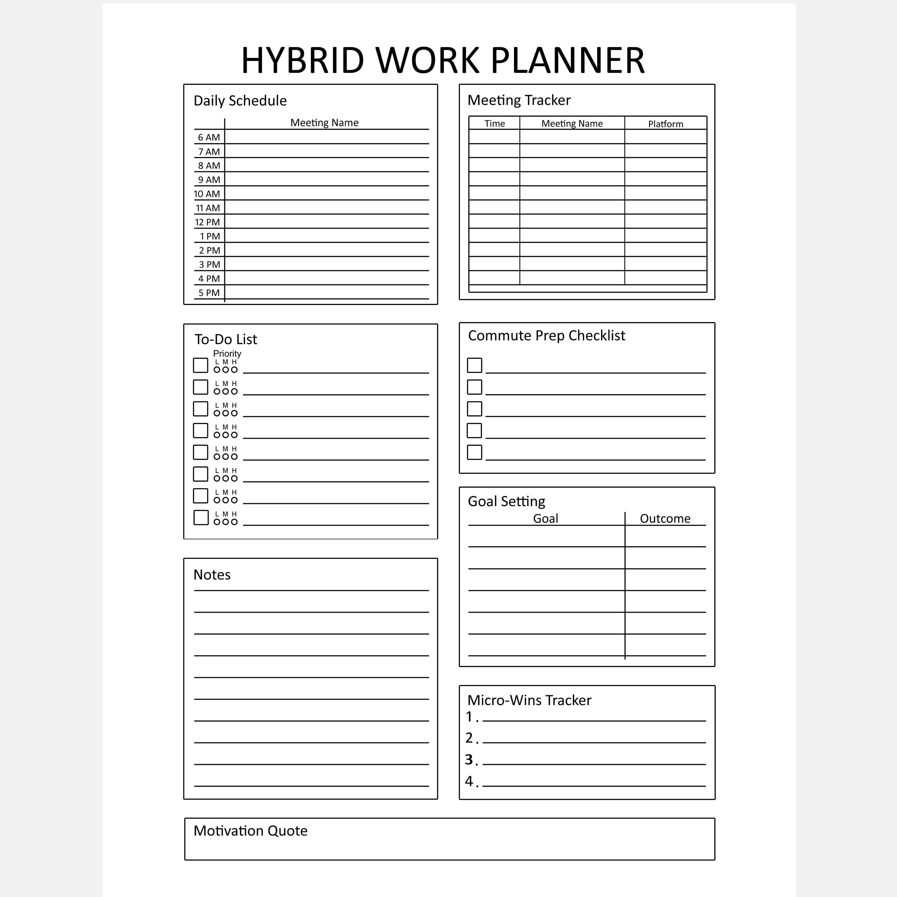 Hybrid Work Planner, Fillable PDF. - Etsy