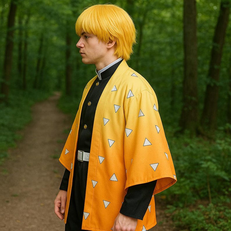 Demon Slayer Zenitsu Cosplay Costume | Anime Kimono Outfit for ...