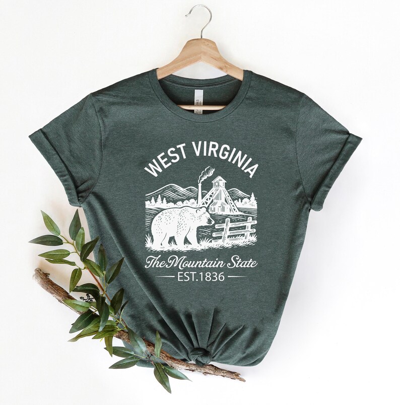 West Virginia Shirt, Mountain State Est 1863 Vintage Bear Coal Mine ...