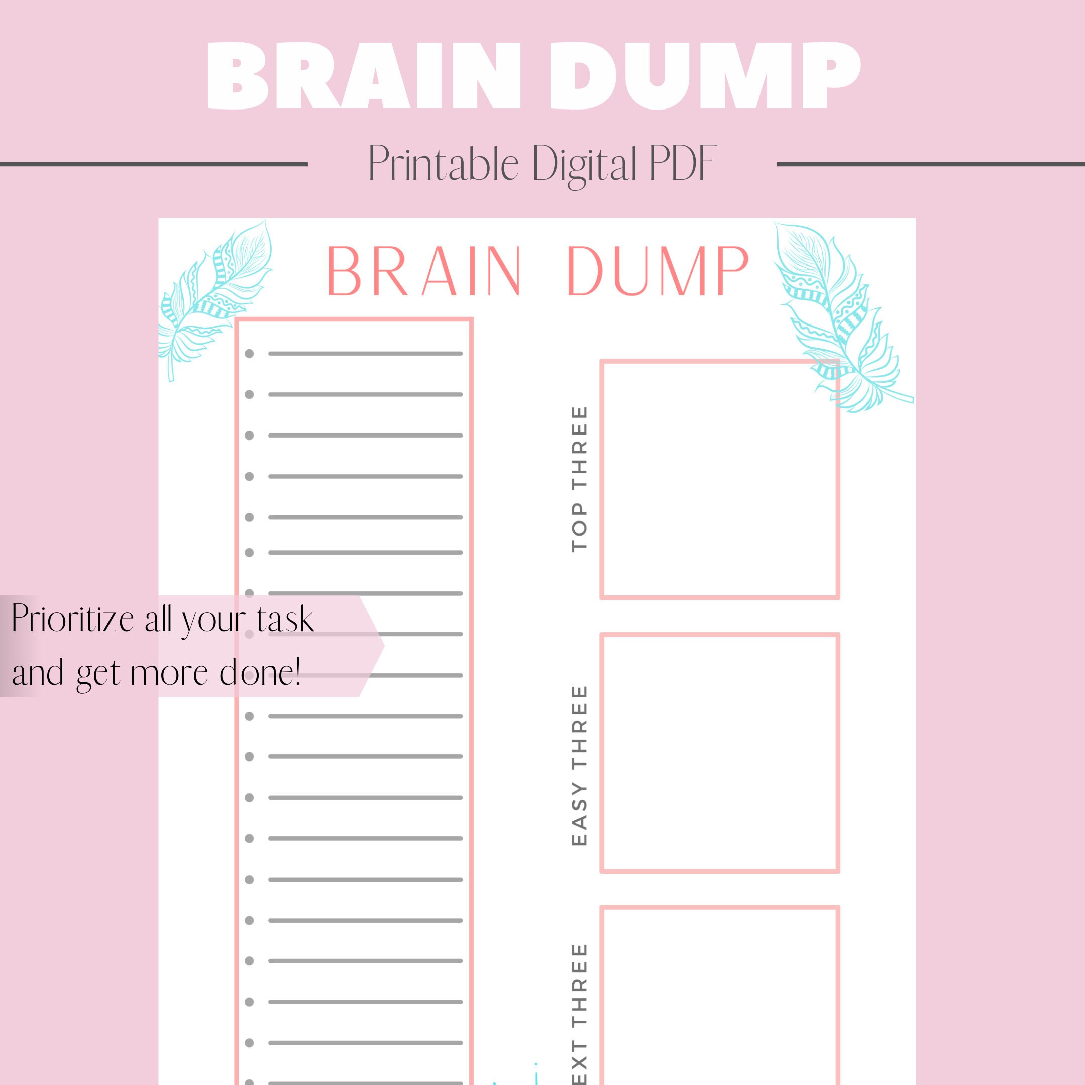 Brain Dump PDF Prioritize your Task PDF Download Daily | Etsy