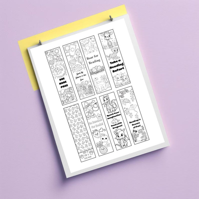Coloring Page Bookmarks | Instant Downloadable PDF File | Kids ...