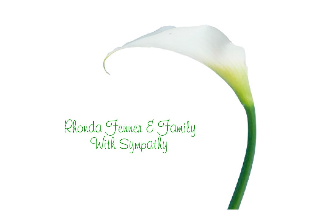Calla Lily Sympathy Card Personalized Handmade Greeting Custom Memorial ...