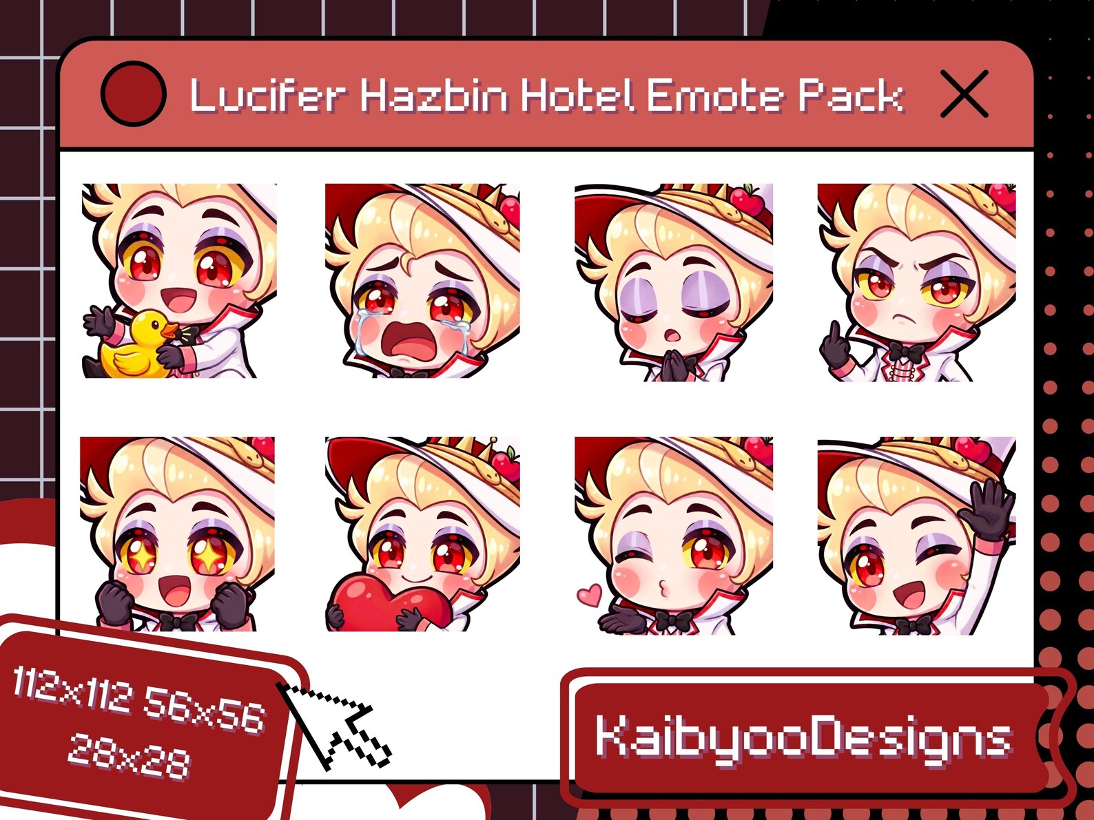 Twitch Emotes Lucifer Morningstar Hazbin Hotel Chibi Emoji Emote Pack ...