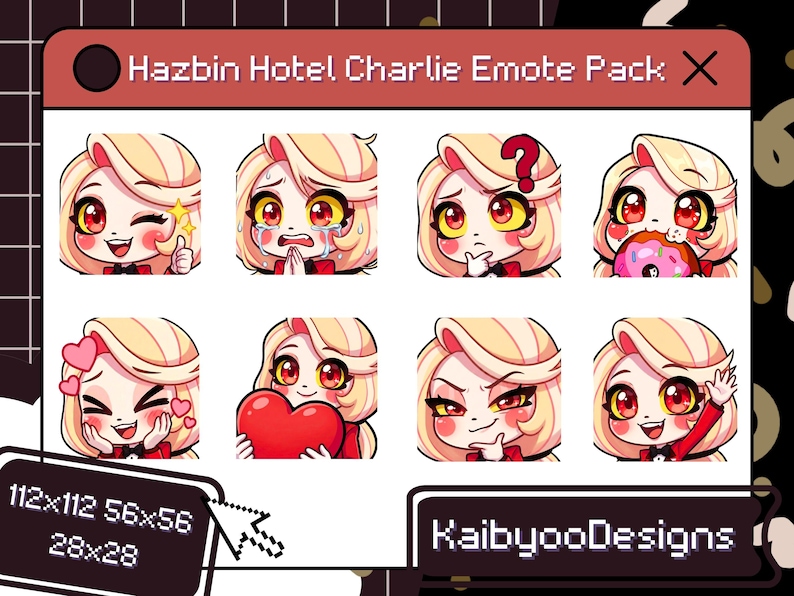 Twitch Emotes Charlie Morningstar Hazbin Hotel Chibi Emoji Emote Pack ...