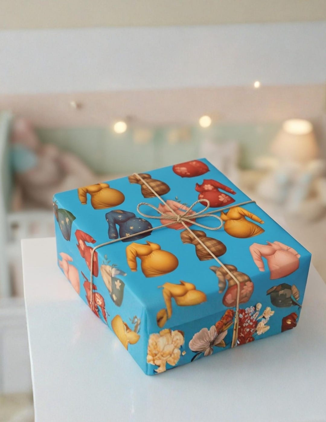 Pregnancy Themed Wrapping Paper for Baby Shower Gift Wrap, Maternity ...