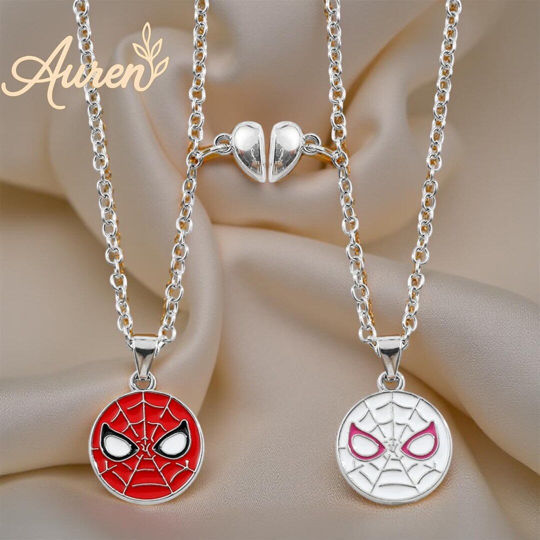 Spider Hero Couple Necklace Set - Matching Pendant Jewelry for Marvel ...
