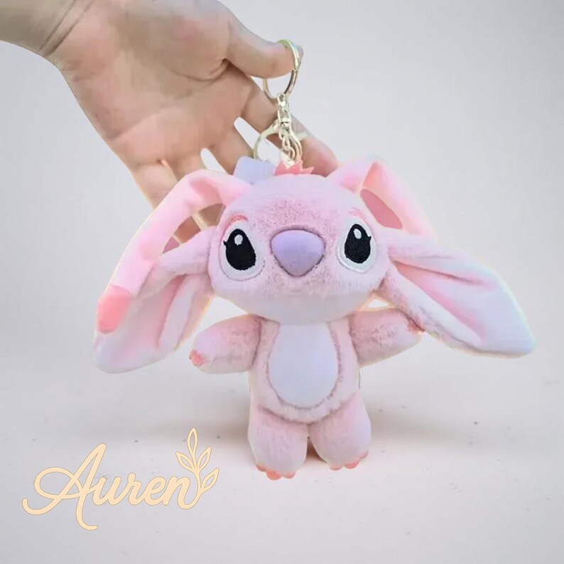Stitch and Angel Plush Keychain: Soft Fabric Bag Charm - Etsy Canada