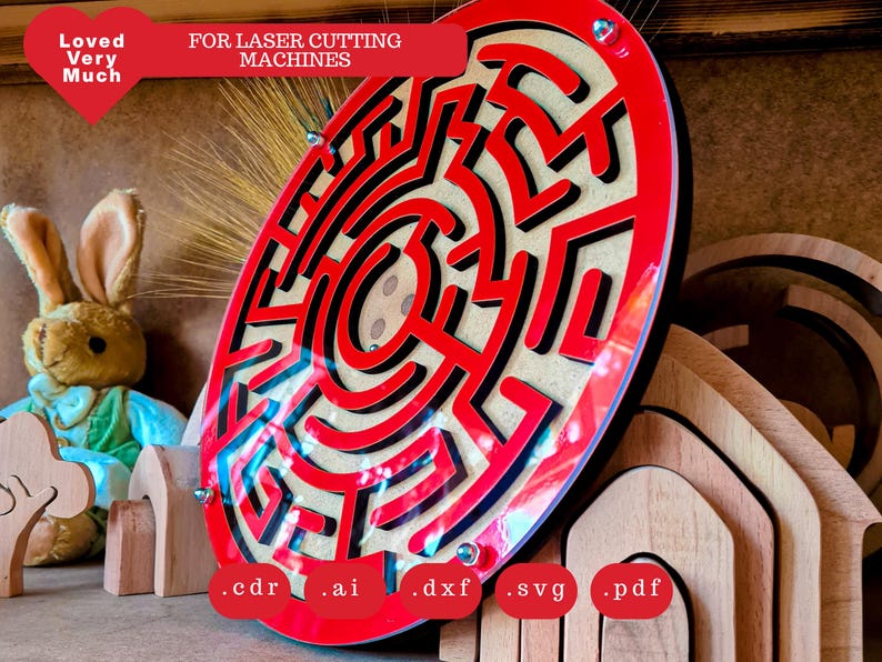 Maze Toy Design: CNC Laser Cut Files (digital Download, 30cm Diameter ...