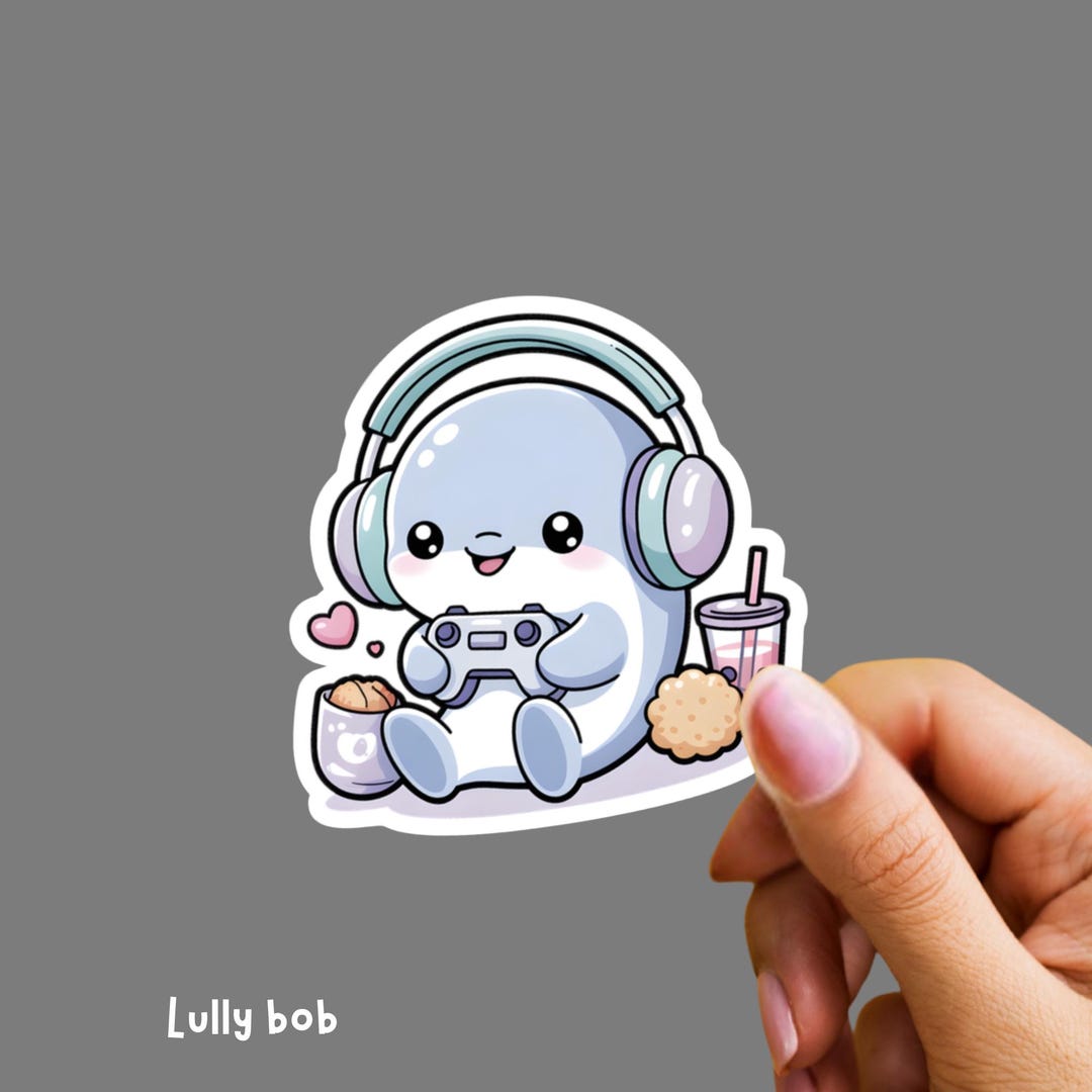 Cute Dolphin Loves Playing Video Games Sticker | Funny Dolphin Gamer ...