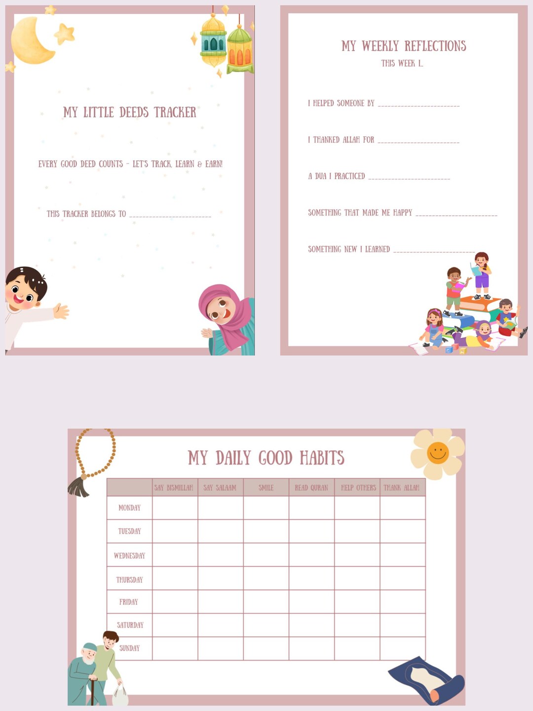 Islamic Digital Deeds Tracker for Kids – Printable Good Habits and ...