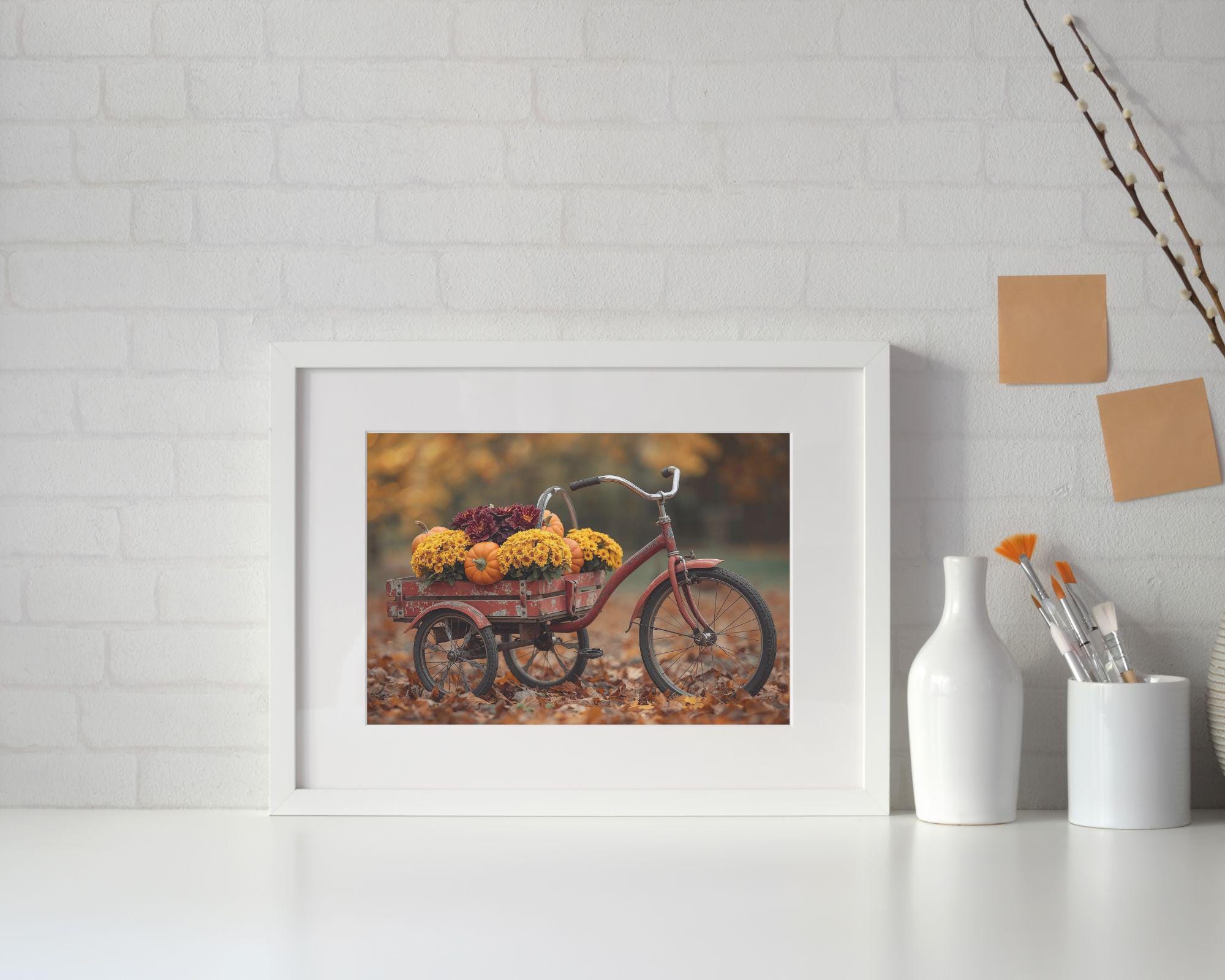 An Old Antique Rusty Bike Filled With Colorful Fall Mums for Country ...