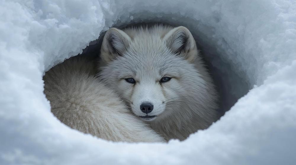 Arctic Fox in Snow Den Winter Print (digital Download) - Etsy