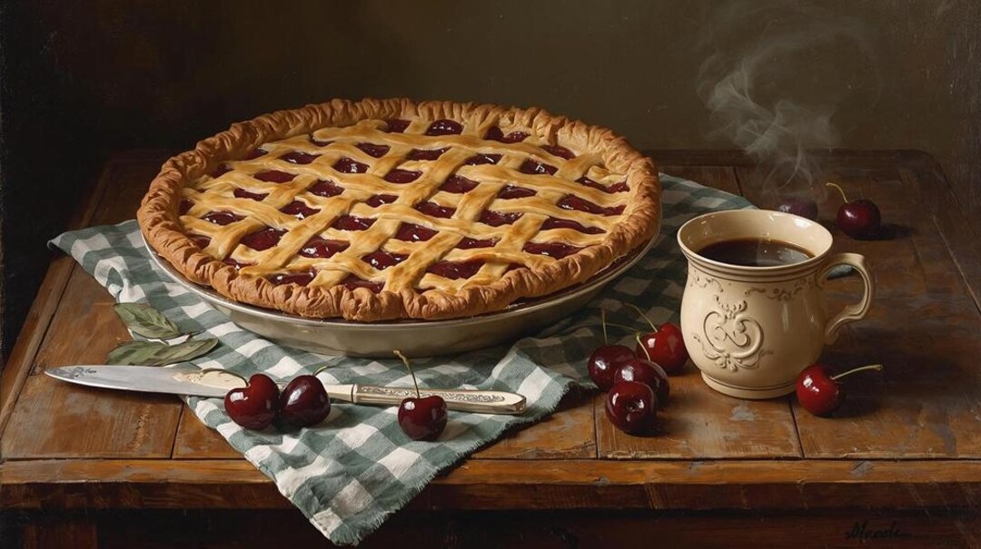 Vintage Cherry Pie Still Life Kitchen Wall Art Digital Download Print ...