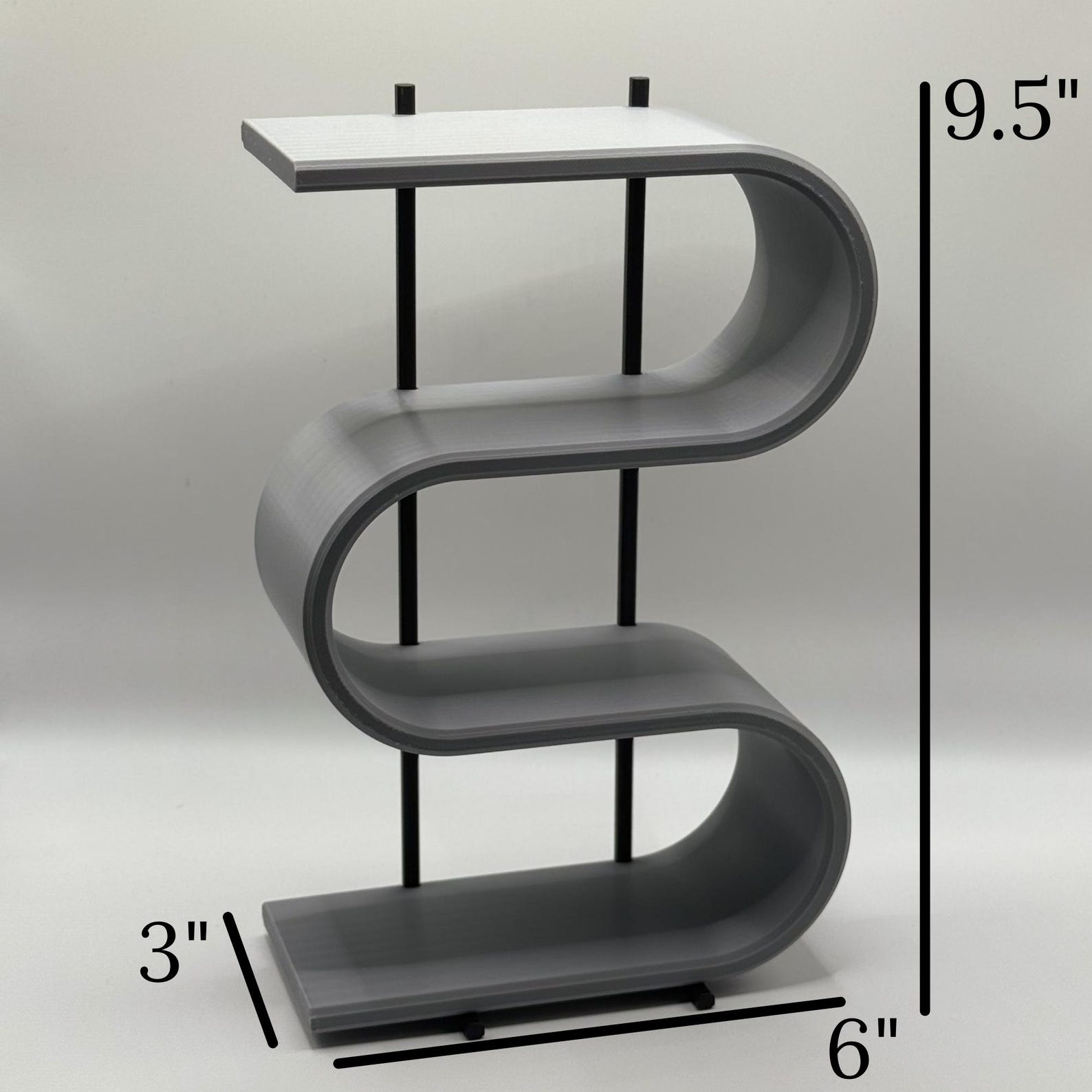 Curved Display Shelf 4-tier - 9.5" 3D Printed Stand for Collectibles ...