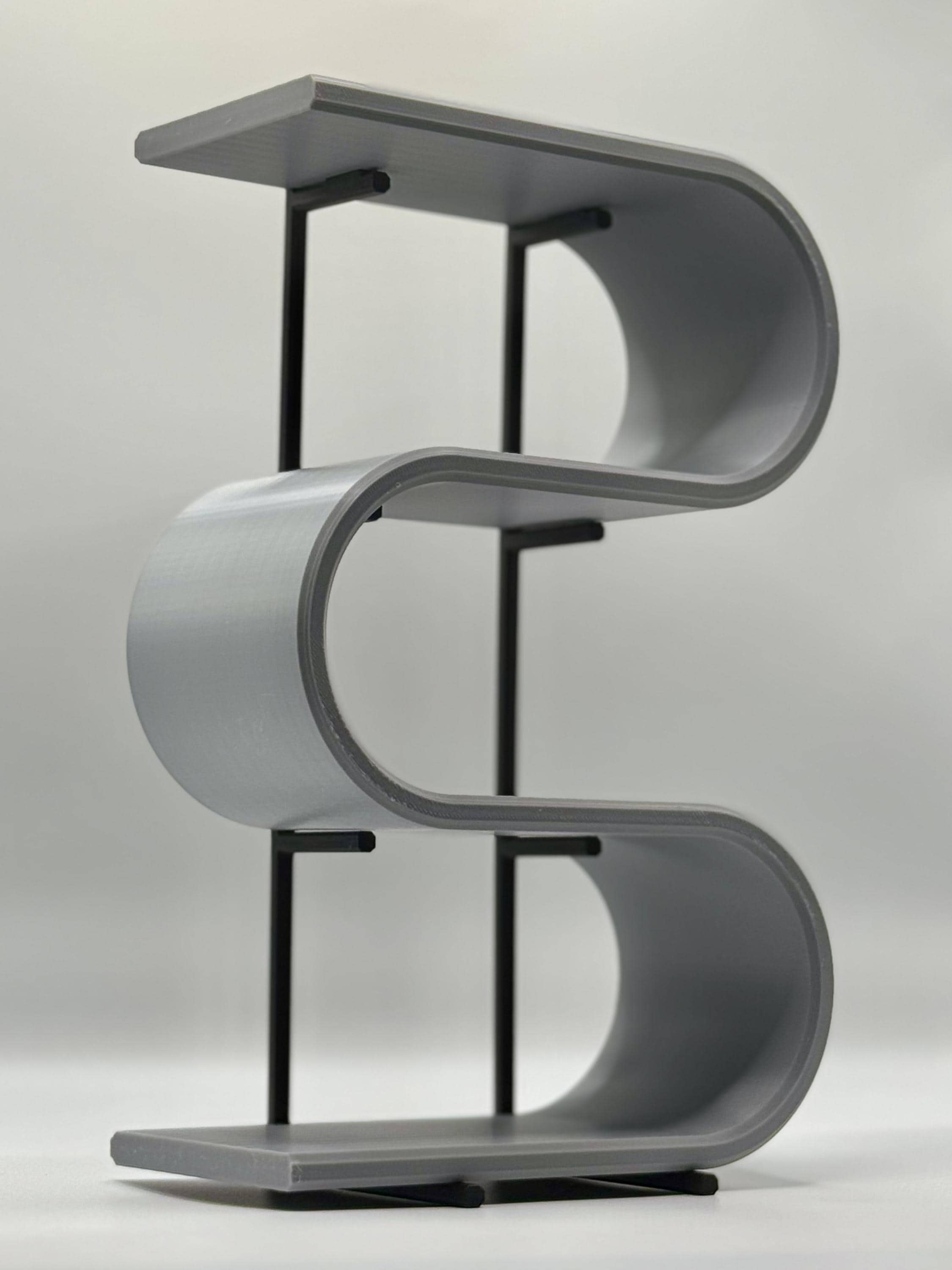 Curved Display Shelf 4-tier - 9.5" 3D Printed Stand for Collectibles ...